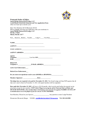 Fillable Online Florida State Lodge, Fraternal Order of Police Fax Email Print - pdfFiller