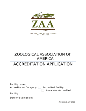 ZOOLOGICAL ASSOCIATION OF AMERICA. ACCREDITATION APPLICATION Doc ...