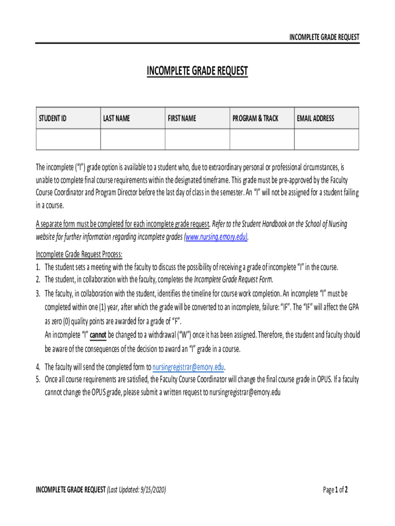 Fillable Online How to Request an Incomplete (INC) Grade Fax Email Print - pdfFiller