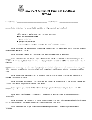Fillable Online Enrollment Agreement Terms and Conditions 2023-24 Fax Email Print - pdfFiller