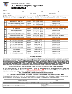 Fillable Online Classified Summer School Application Fax Email Print ...