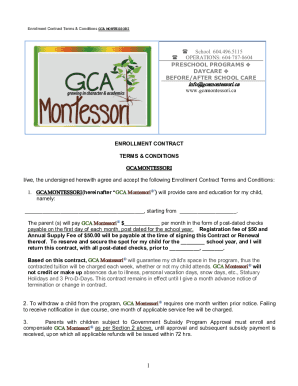 Fillable Online ENROLLMENT CONTRACT Fax Email Print - pdfFiller