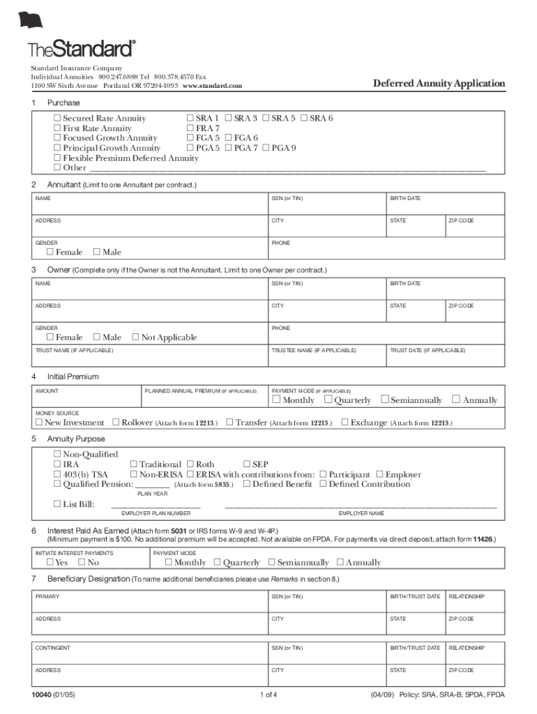 Fillable Online erie insurance deferred annuity application form Fax ...