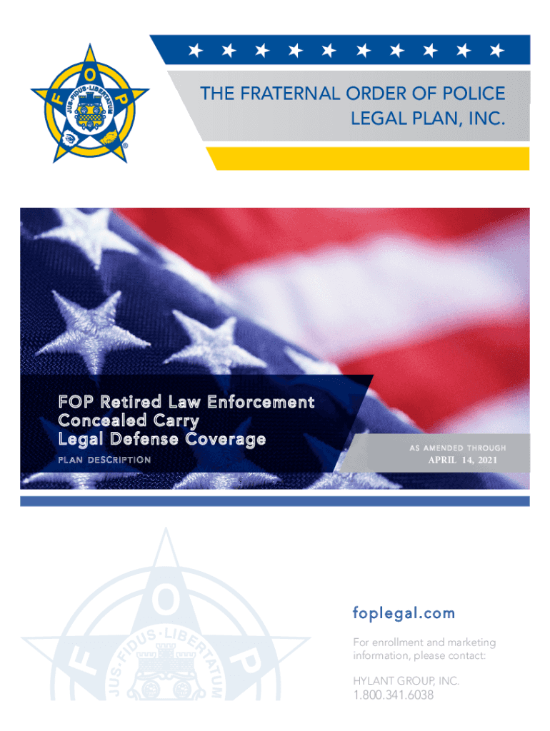 Fillable Online THE FRATERNAL ORDER OF POLICE LEGAL PLAN, INC. Fax ...