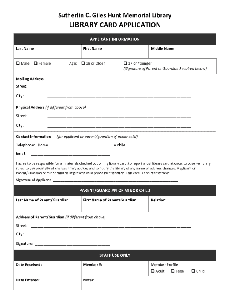 Fillable Online C. Giles Hunt Memorial Public Library - City of ...