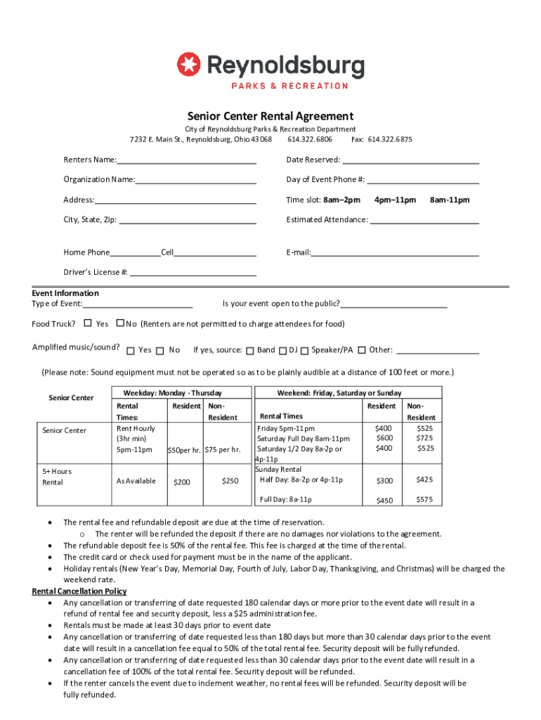 Fillable Online application for facility rental / special events permit ...