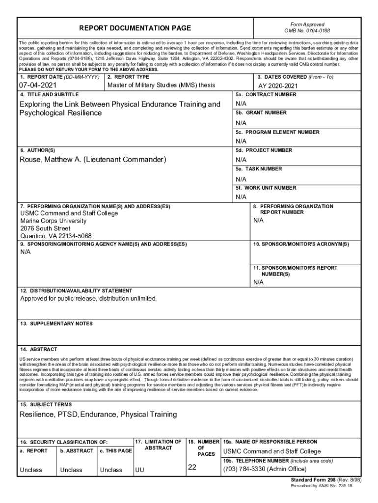 Fillable Online Exploring the Link Between Physical Endurance Training ... Fax Email Print ...