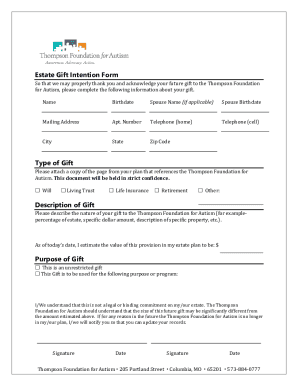 Fillable Online Estate Gift Intention Form Fax Email Print - pdfFiller