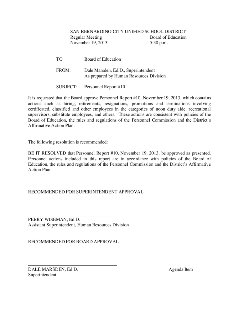 Fillable Online Dale Marsden - Superintendent - San Bernardino City ...