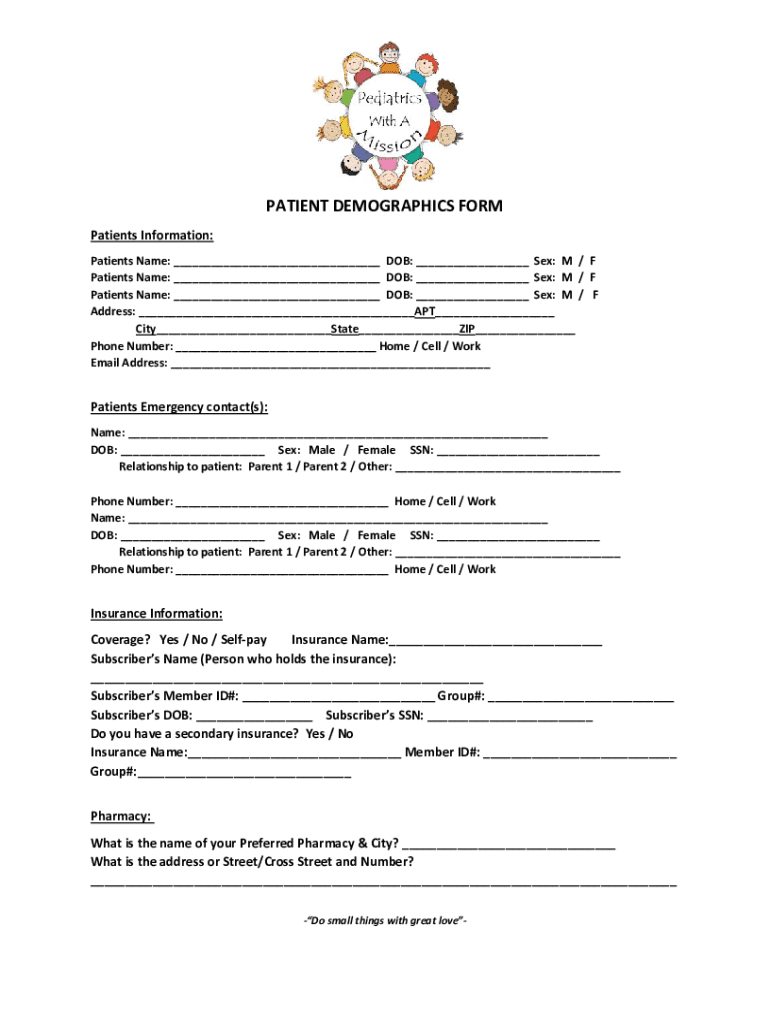 Fillable Online Patient Demographics: Fax Email Print - pdfFiller