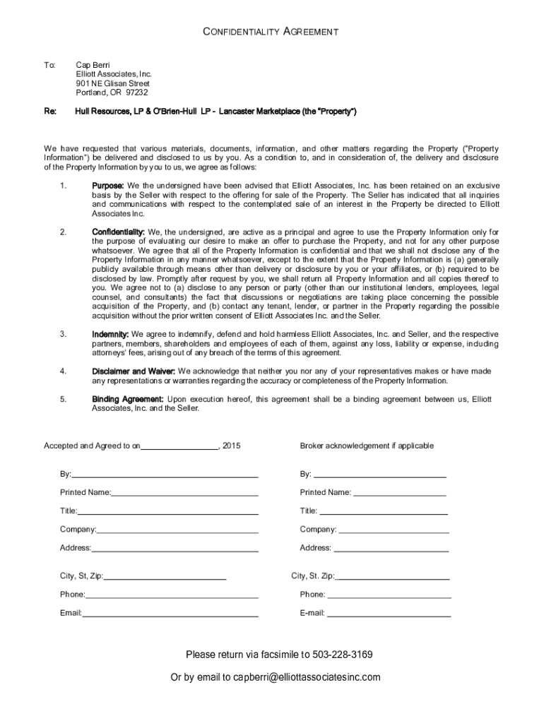 Fillable Online FMC Confidentiality Agreementinfo to buyer 032411 CAP ...