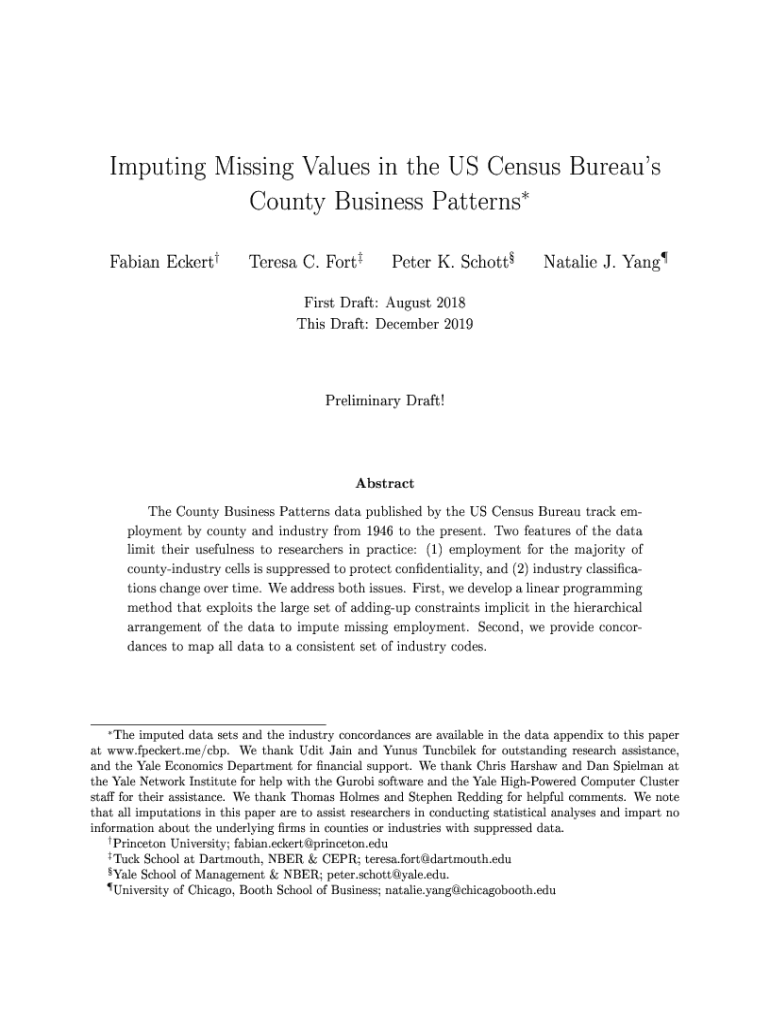 Fillable Online Imputing Missing Values In The Us Census Bureaus Fax Email Print Pdffiller