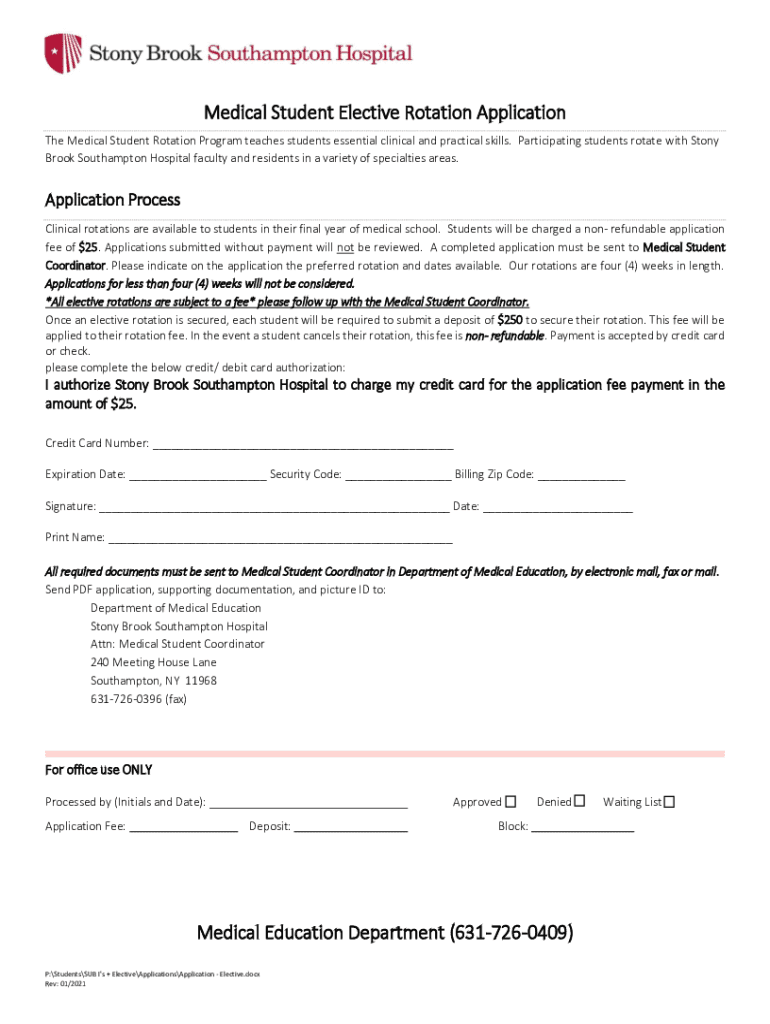 Fillable Online Internal Medicine Audition Rotation Application Fax ...