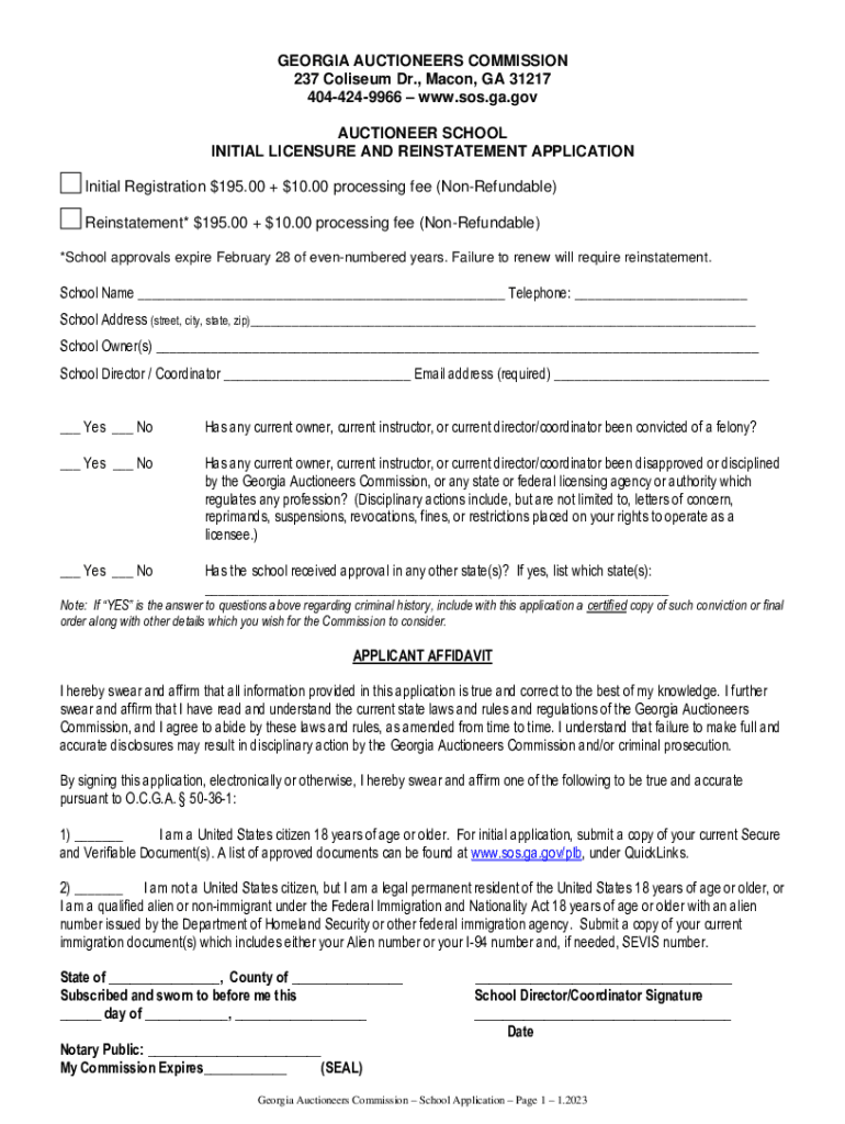 Fillable Online sos ga Application for Auction Company License Fax Email Print - pdfFiller