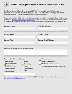 Fillable Online SDPBC Employee Discount Website form Fax Email Print ...