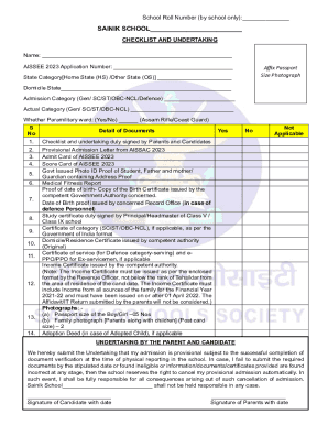 Fillable Online Checklist and undertaking Fax Email Print - pdfFiller