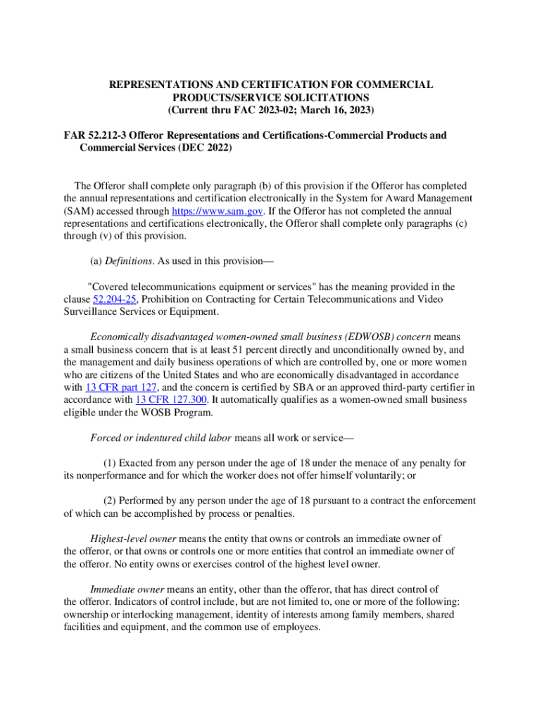 Fillable Online 2023 Form FAR 52.212-3 Fill Online, Printable, Fillable ...