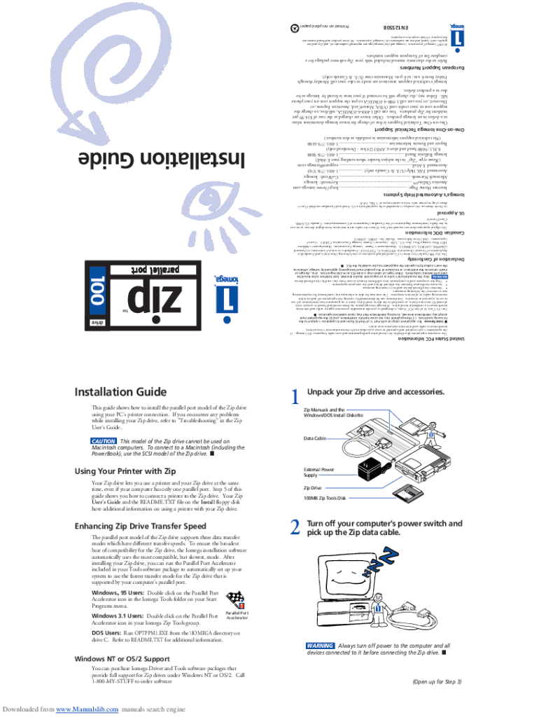 Fillable Online Iomega ZIP drive 100 Installation And Reference Manual Fax Email Print - pdfFiller