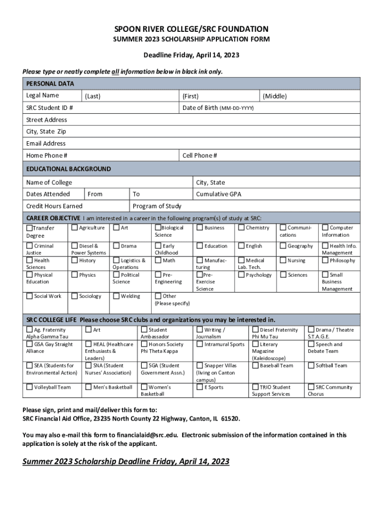 Fillable Online Application for SRC Foundation Scholarships Now Available Fax Email Print ...