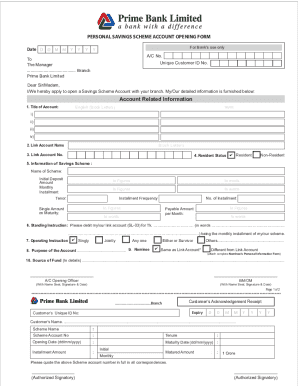 Fillable Online Personal Savings Scheme Account Opening Form Fax Email ...