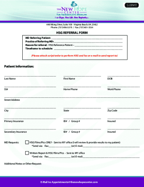 Fillable Online HSG Referral Form Fax Email Print - pdfFiller