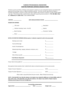 Fillable Online Chapter Proposed Expenses Request Form Fax Email Print - pdfFiller