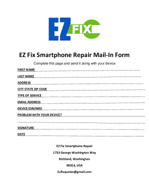 Fillable Online EZ Fix Smartphone Repair Mail-In Form Fax Email Print ...