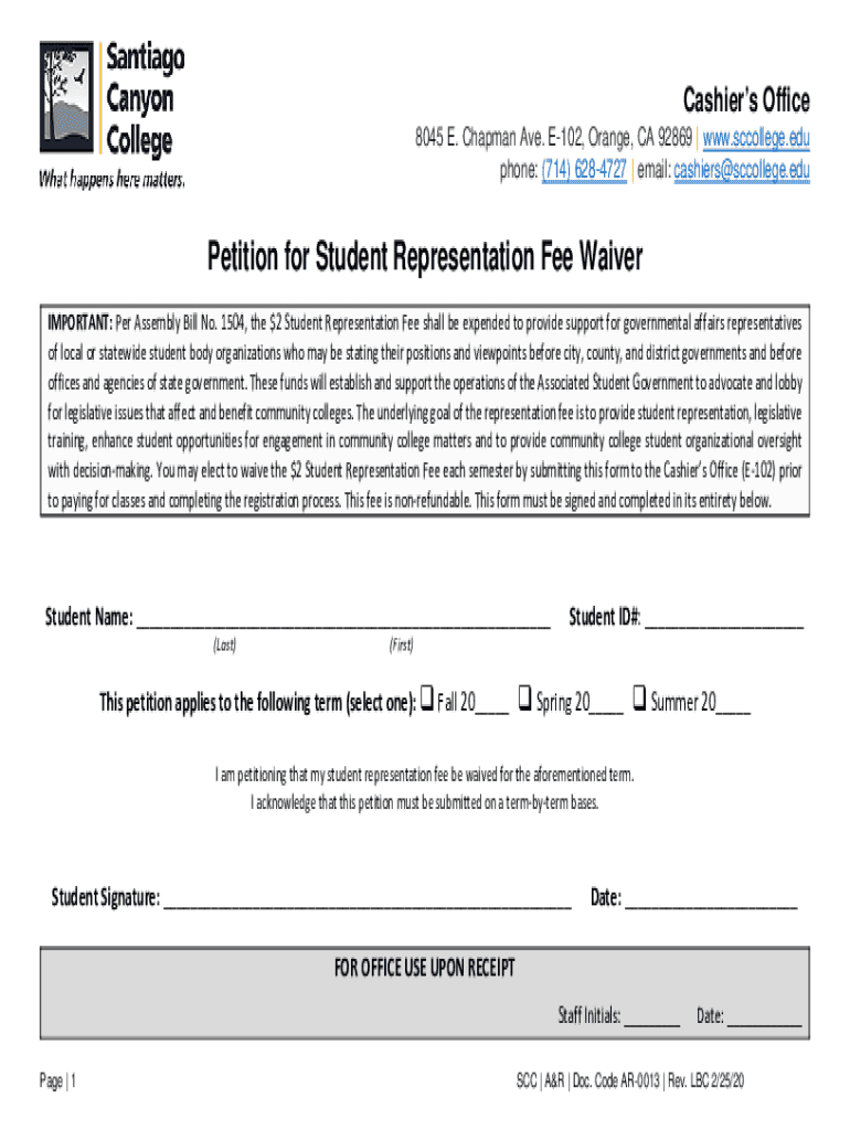 Fillable Online Welcome to the Cashier's Office Fax Email Print - pdfFiller