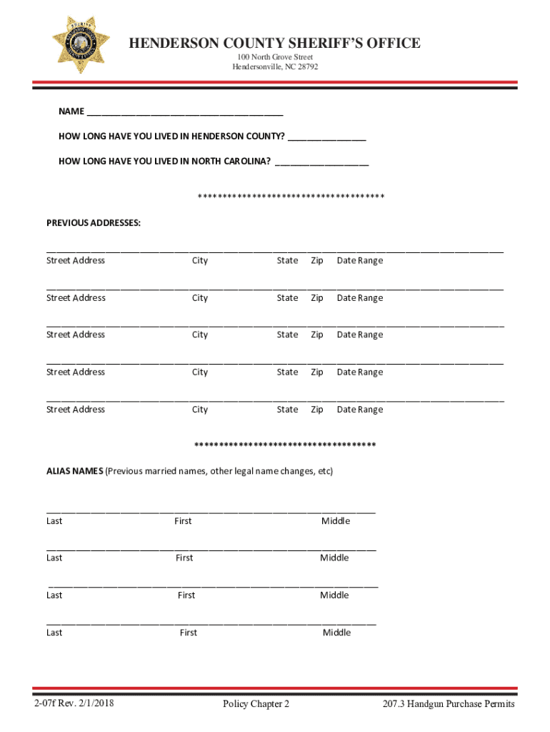 Fillable Online Henderson County Sheriff's Office application Fax Email Print - pdfFiller