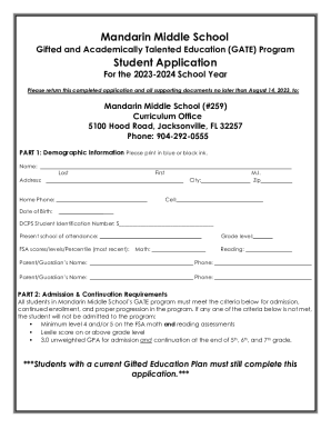 Fillable Online GATE Program / GATE APPLICATION Fax Email Print - pdfFiller
