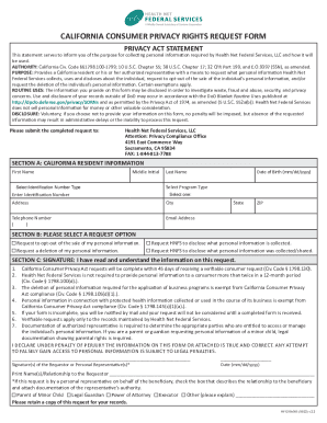 Fillable Online California Consumer Privacy Rights Request Form Fax ...