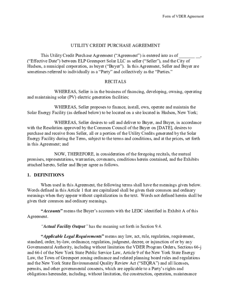 Fillable Online utility credit purchase agreement Fax Email Print - pdfFiller