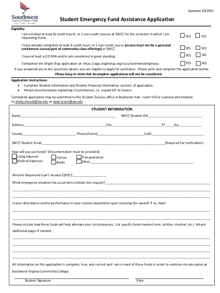 Fillable Online Student Emergency Services - Student Emergency Fund Fax ...