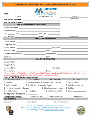 Fillable Online menifee fire department-ofm permit/plan review ...