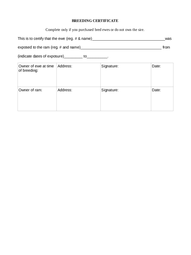 Fillable Online breeding certificate Fax Email Print - pdfFiller