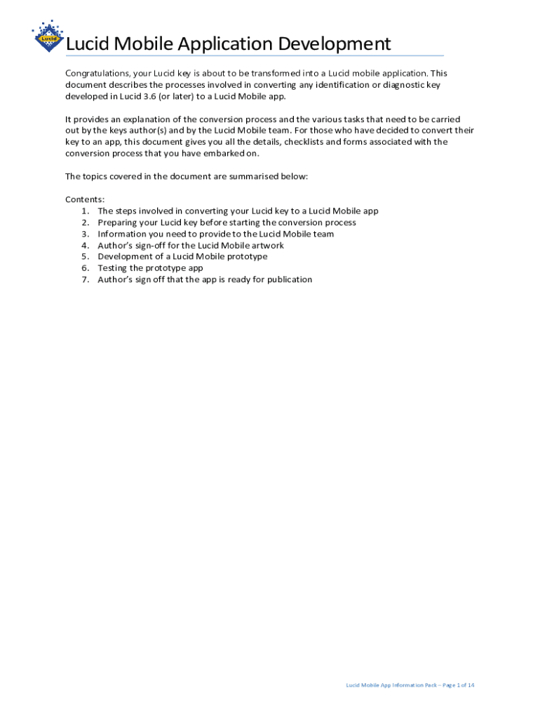 Fillable Online Lucid Mobile Application Development Information. Lucid ...