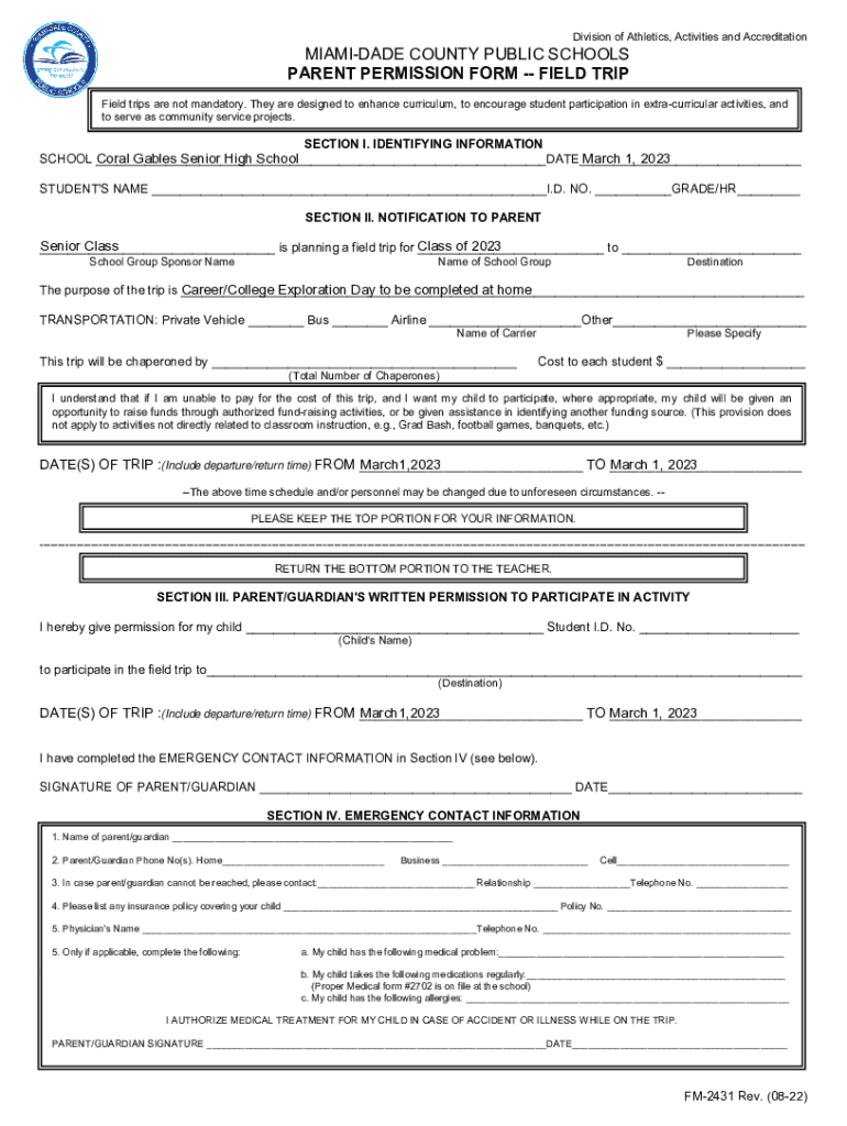 Fillable Online off-campus instructional activities field trips Fax Email Print - pdfFiller