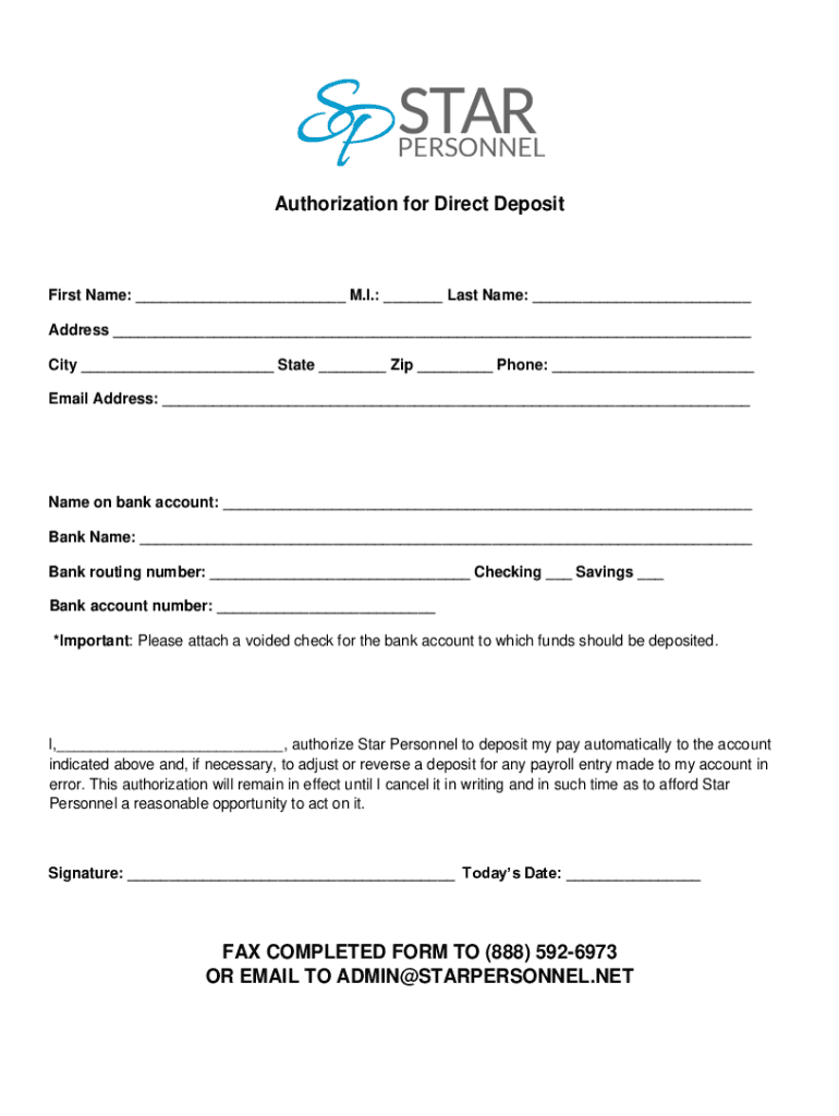 Fillable Online Form 21: Direct Deposit Authorization - PERS -MS.GOV ...