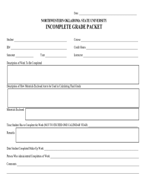 Fillable Online Undergraduate Incomplete Grades: Office of the ...