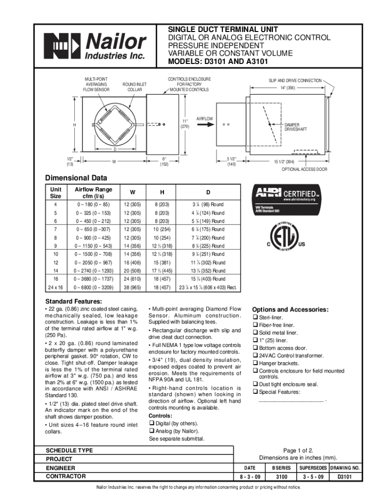Fillable Online single duct terminal unit digital or analog electronic ...