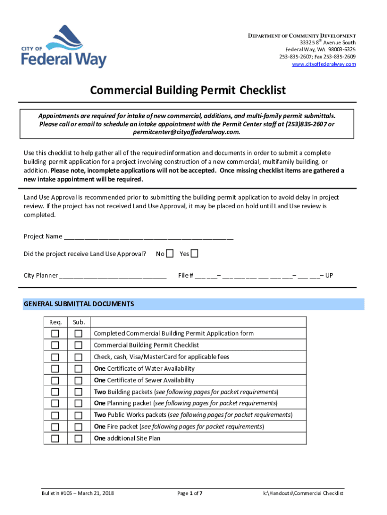 Fillable Online 105 Commercial Checklist Fax Email Print - pdfFiller
