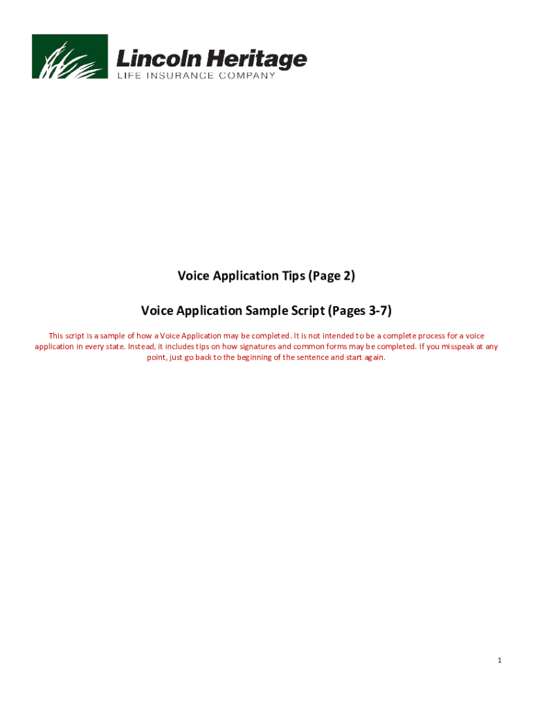 Fillable Online Voice Application Sample Script For Winning Your Next ...