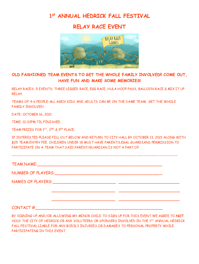 Fillable Online Team Building Relay Races for Your Next Event Fax Email ...