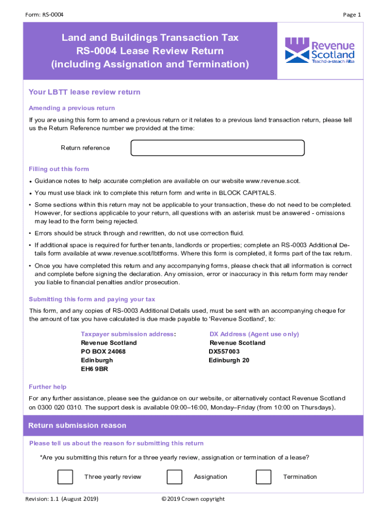 Fillable Online Submitting a lease return or reviewRevenue Scotland Fax ...