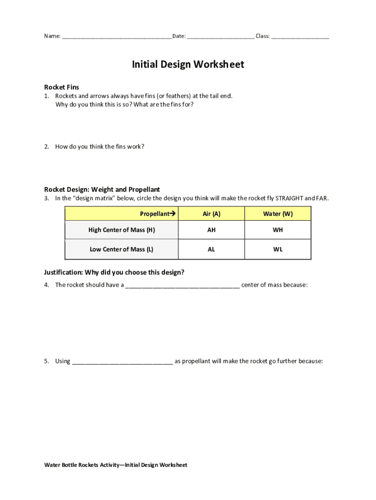 Fillable Online Initial Design Worksheet Fax Email Print - pdfFiller