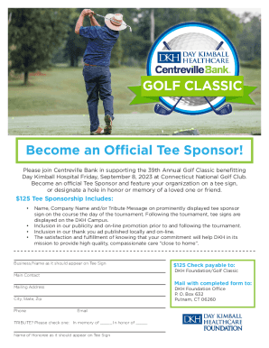 Fillable Online Become an Official Tee Sponsor! Fax Email Print - pdfFiller