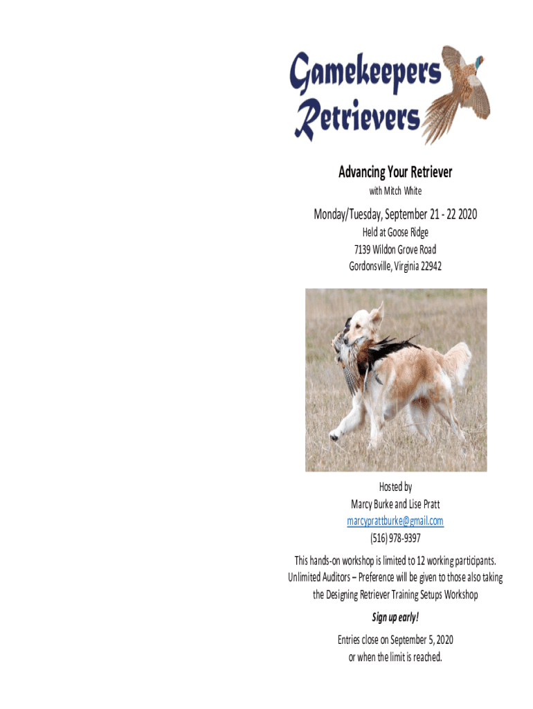 Fillable Online Designing Retriever Training Setups Fax Email Print - pdfFiller