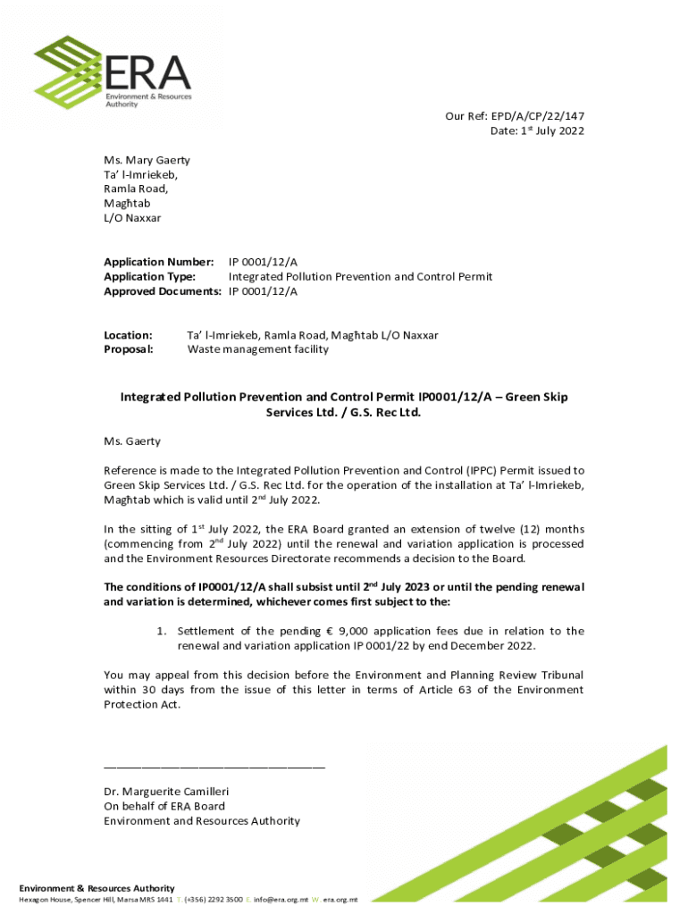 Fillable Online era org IP0001/12/A Green Skip Services Ltd. / GS Rec Ltd. Fax Email Print ...