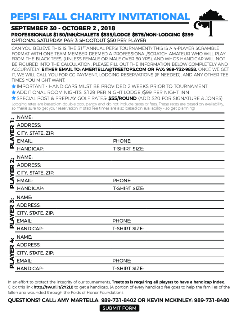 Fillable Online Pepsi Fall Charity InvitationalTreetops Resort was live ...