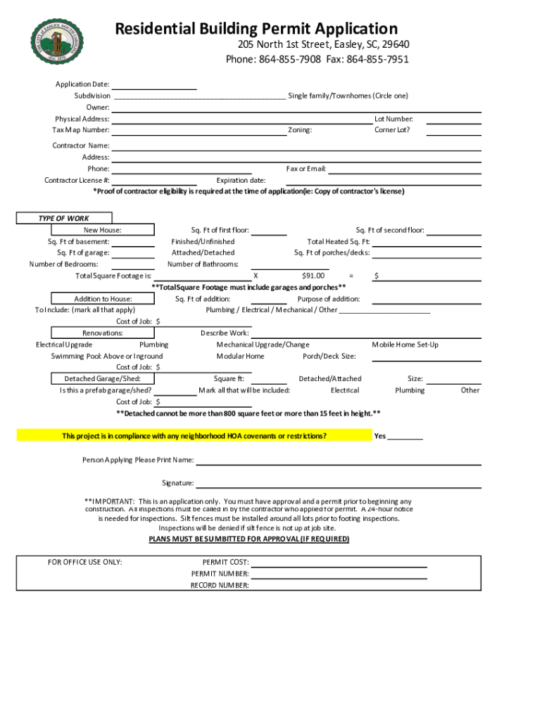 Fillable Online New Residential Construction Application Fax Email ...